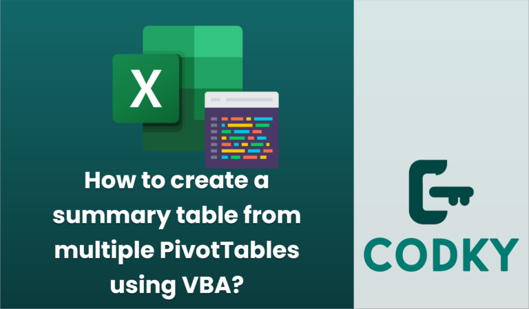 How To Create A Summary Table From Multiple Pivottables Using Vba Codky